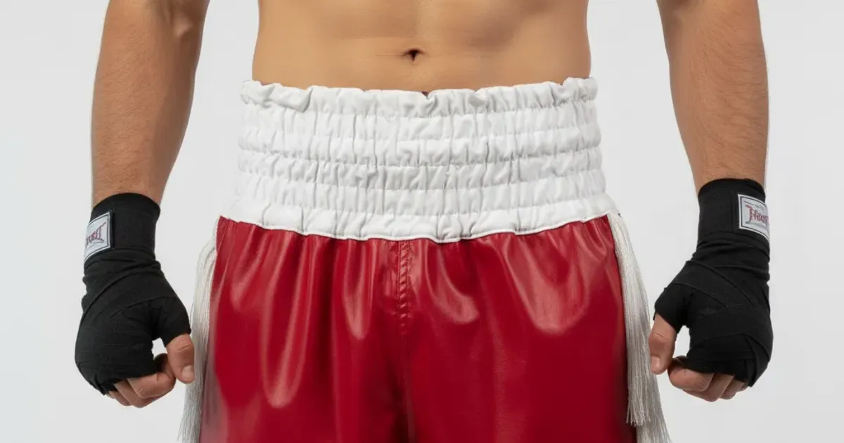 Custom Boxing Shorts | Long Tassels Supreme Design in Red Leatherette ...