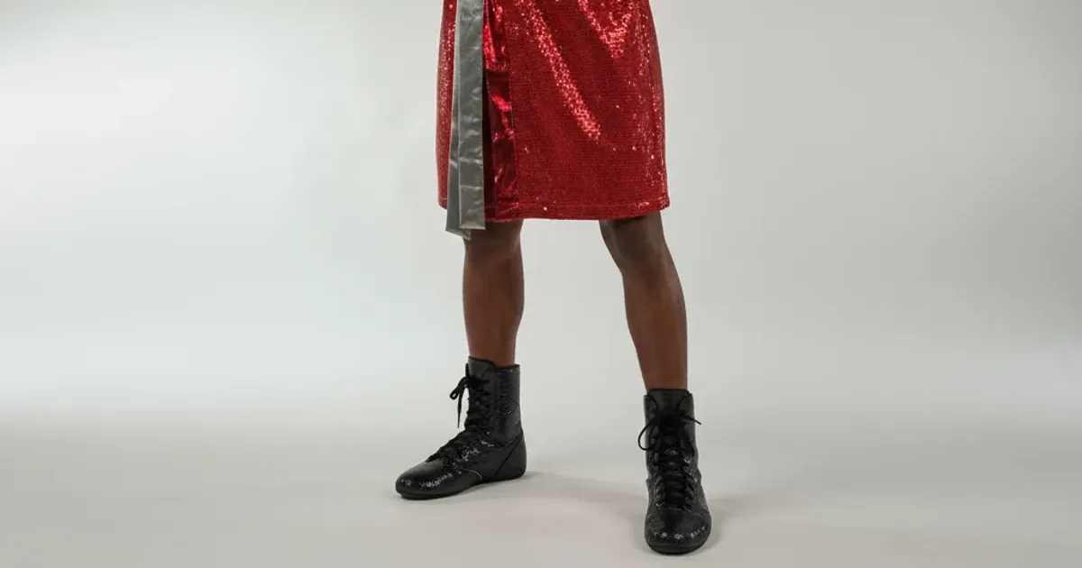 Custom Boxing Robe | Classic Style Red Sequins with Silver Satin Belt ...