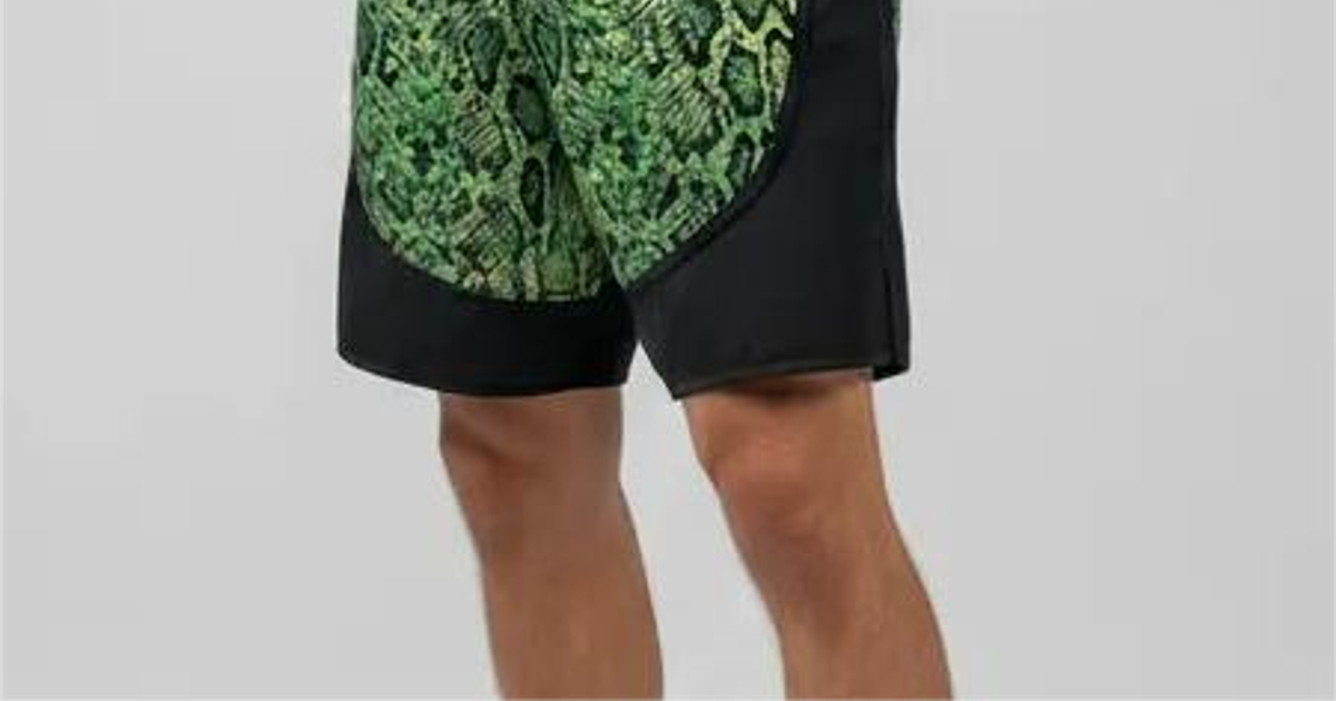 Custom Boxing Shorts | Lorenzo Design Green Snake Shimmer & Black ...