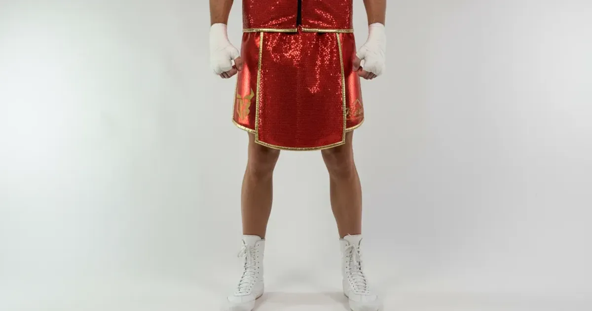 Red Sequin Gladiator Boxing Club Kit with Gold Trims | Gallery | Full ...