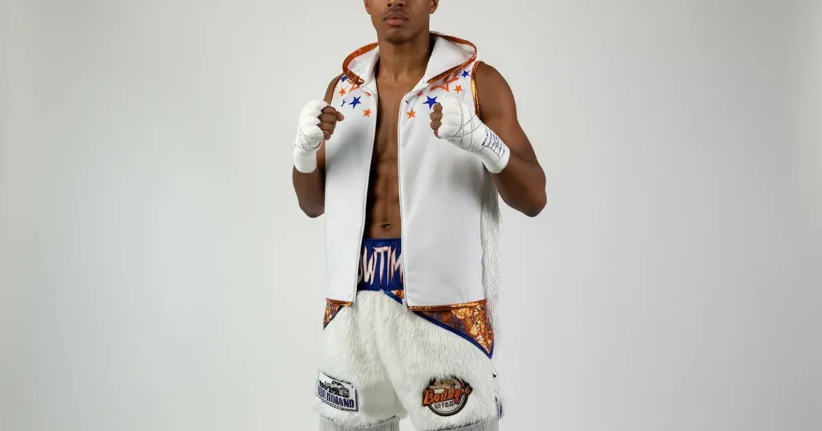 White Fur and Blue Velour Boxing Club Kit with Stars | Gallery | Full ...